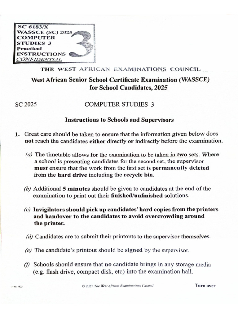 WAEC 2025 Computer Practical | PDF