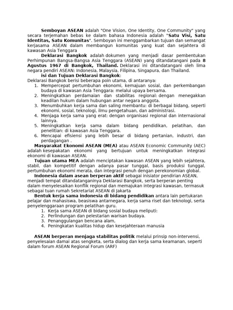11 Anggota Asean Dan Semboyan Asean | PDF