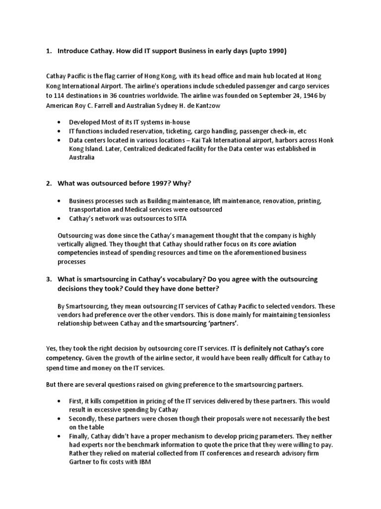 Cathay Pacific's IT Evolution & Strategy | PDF | Airlines | Economies