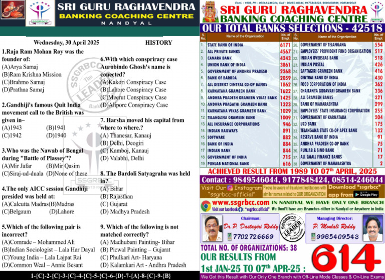 30-Apr-25 - DGSQE - Sri Guru Raghavendra BCC | PDF