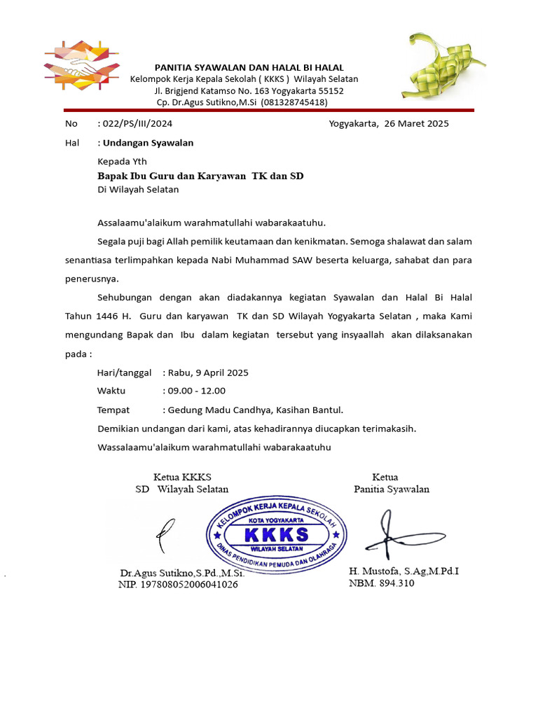 Undangan Syawalan Guru Karyawan 1446H | PDF