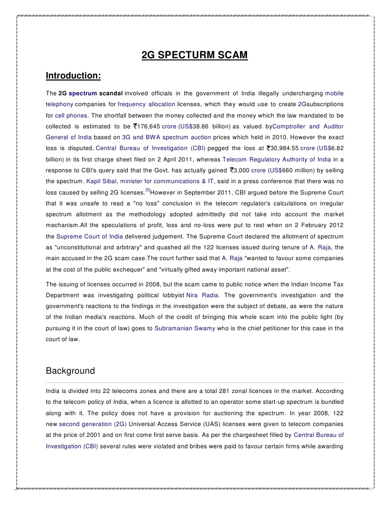 2G Spectrum Scam Overview | PDF | Corrupt Practices | Government