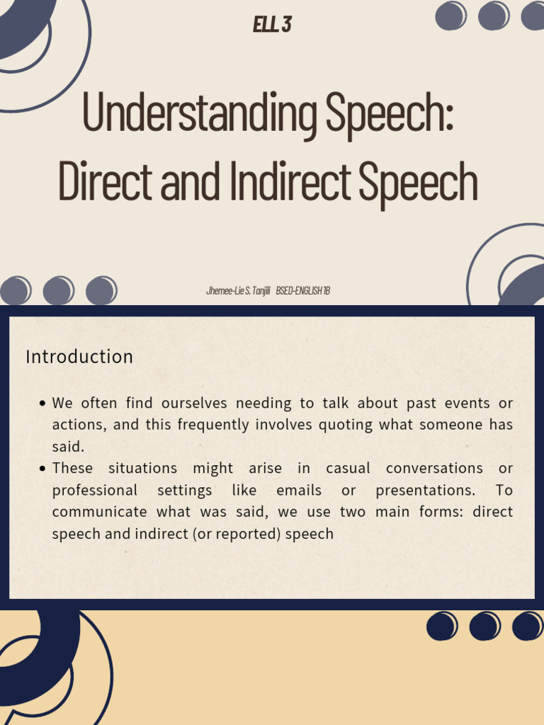Speech- Direct and Indirect (Reported) Speech | PDF | Grammatical Tense ...