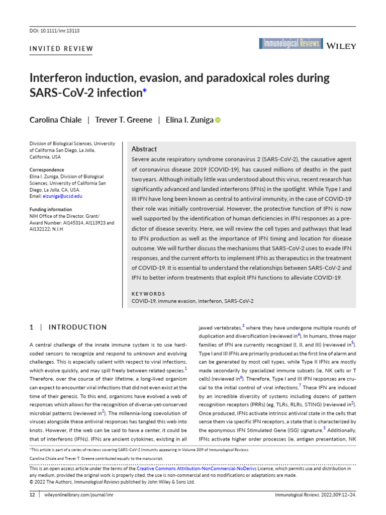 Interferon Induction, Evasion, and Paradoxical Roles During | PDF ...