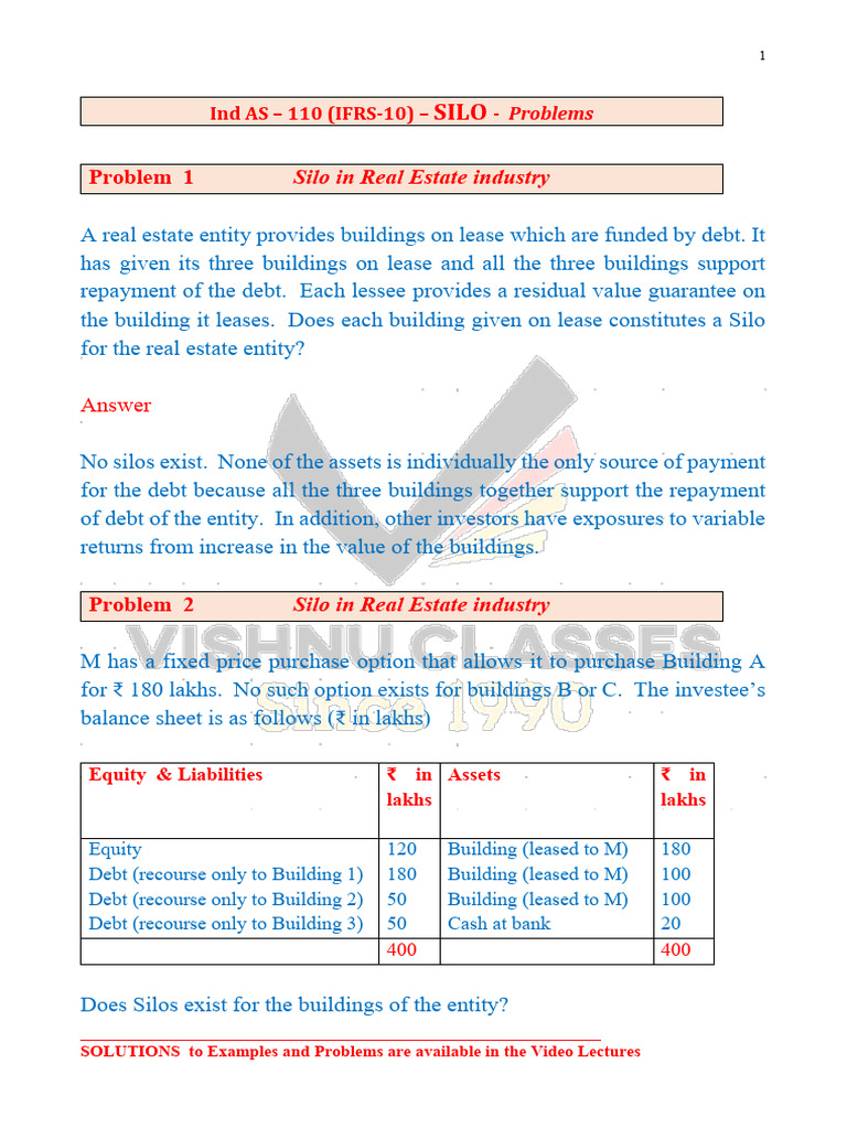 Ind AS 110: Silo Problems & Solutions | PDF | Equity (Finance ...