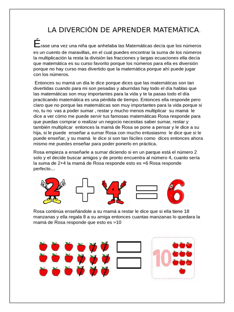 Cuento Matemàtico | PDF | Multiplicación