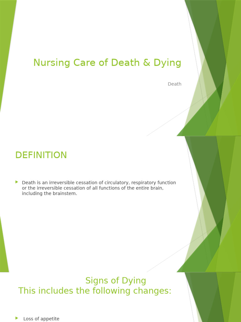 Nursing Care of Death & Dying | PDF | Death | Major Depressive Disorder