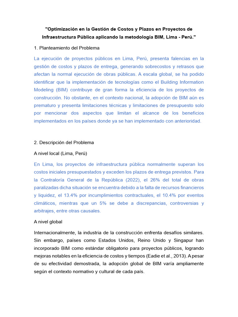 Optimizacion de La Metodología BIM en La Gestión de Costos y Plazos en Proyectos de ...