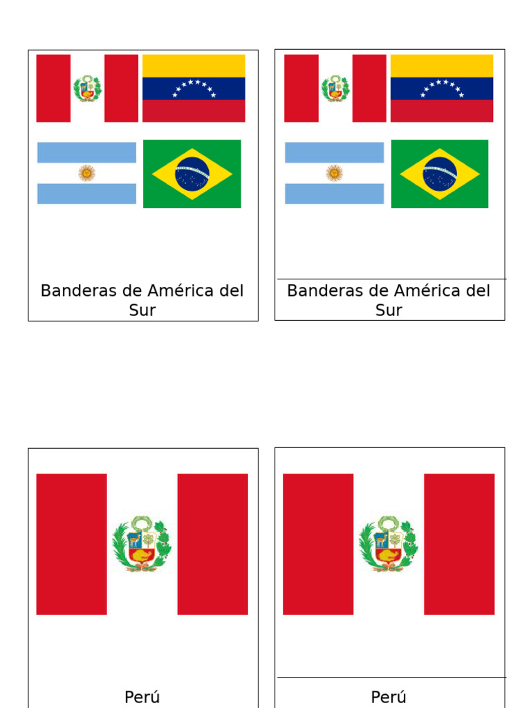 Tarjetas Clasificadas BANDERAS Sur America | PDF
