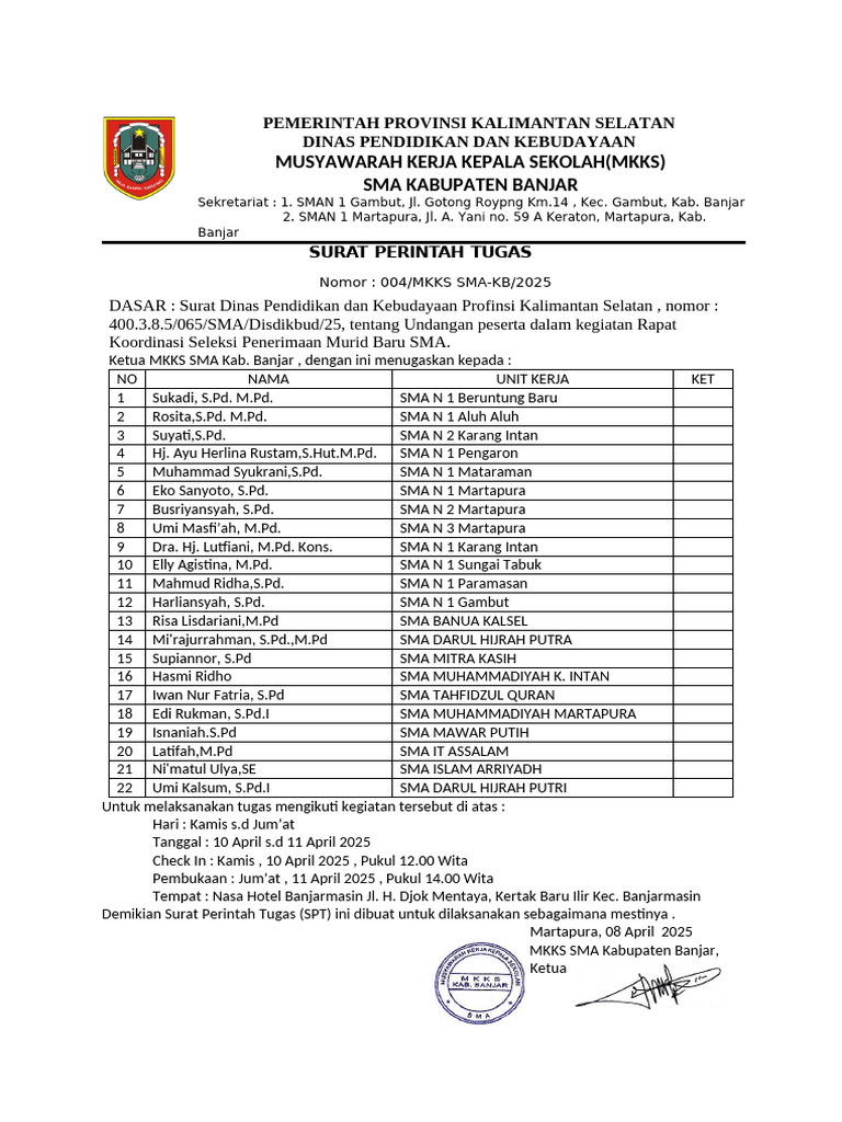 Surat Tugas PPDB 2025 | PDF