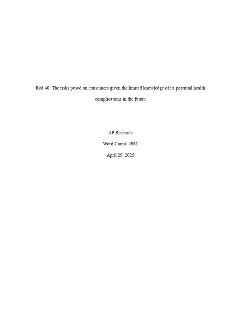 ARP - AP Research Red 40 | PDF | Hypothesis | Cancer