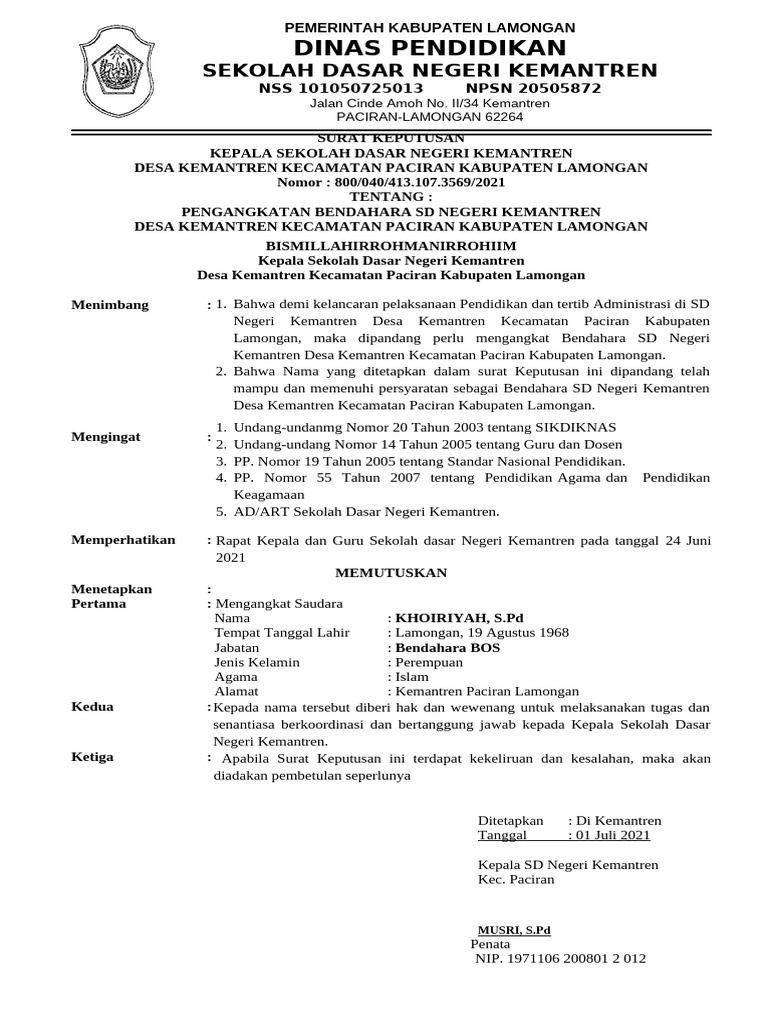 SK Bendahara Bos Dan Umum | PDF