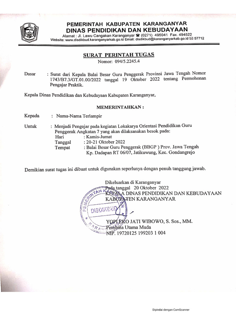 Surat Tugas PP Loka O | PDF