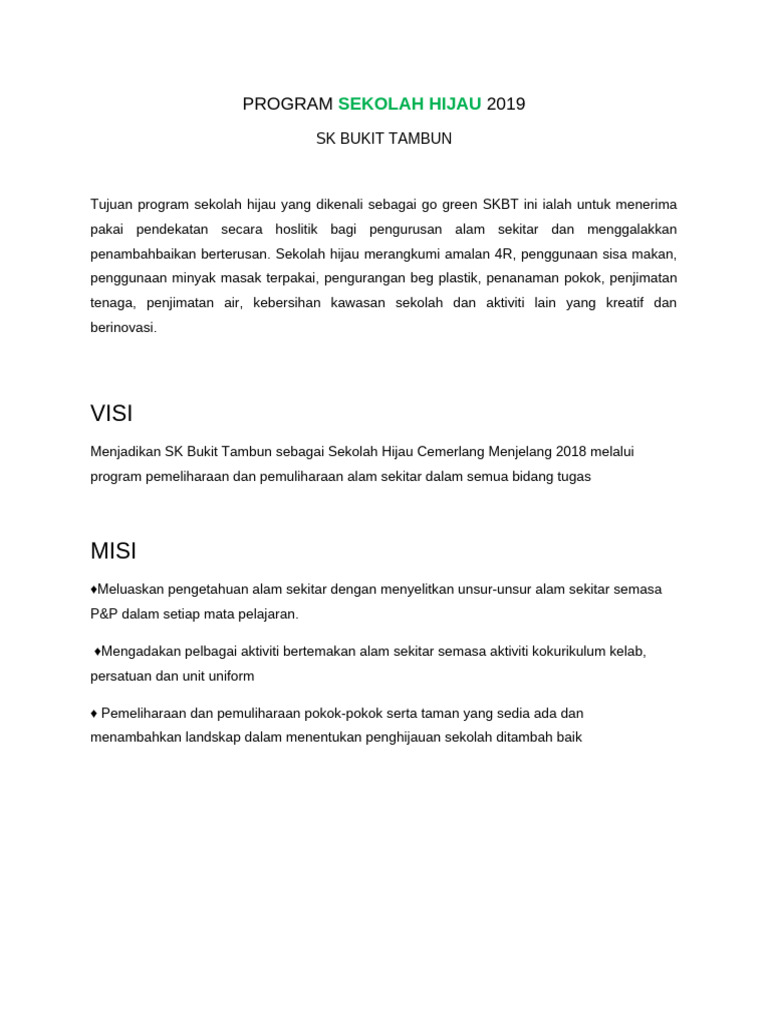 PROGRAM SEKOLAH HIJAU 2019 | PDF