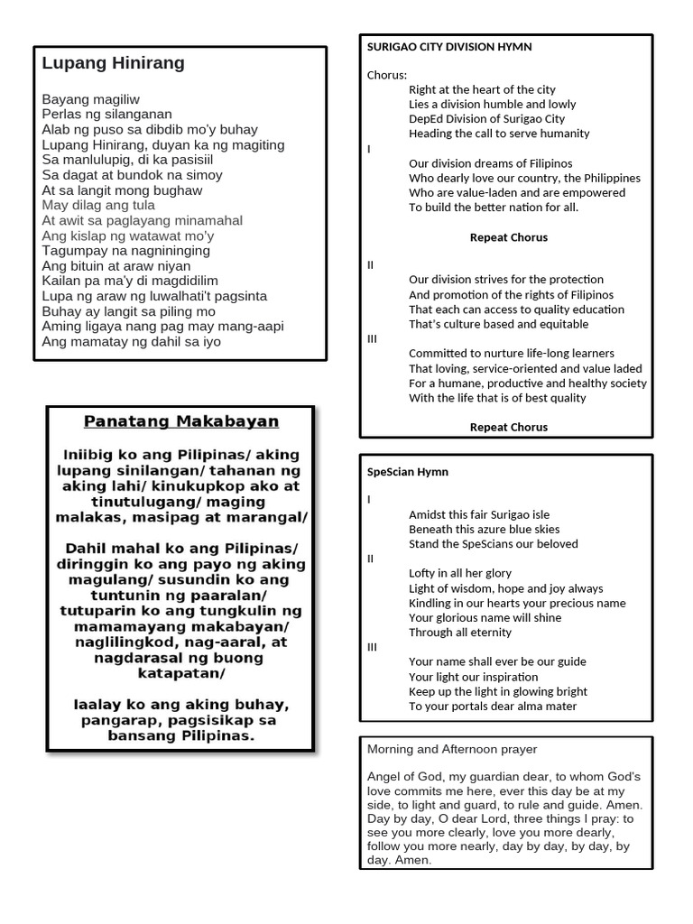 Surigao City Division Hymn Lyrics | PDF