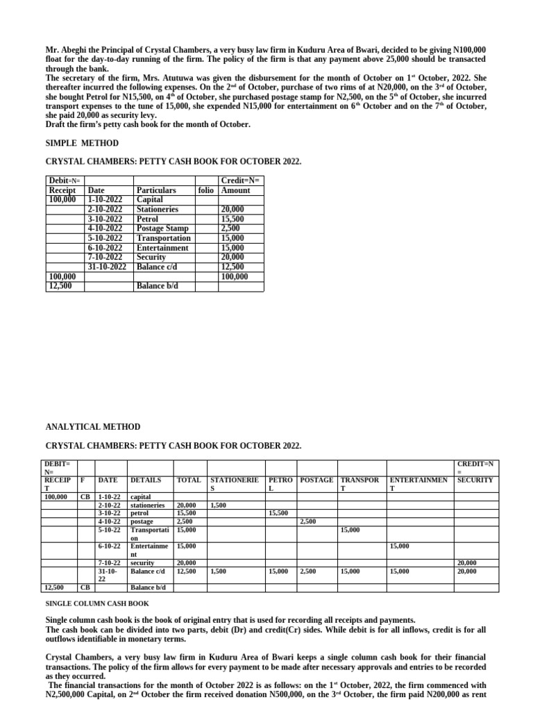 Sample Draft of Cash Book and Ledger | PDF | Debits And Credits ...