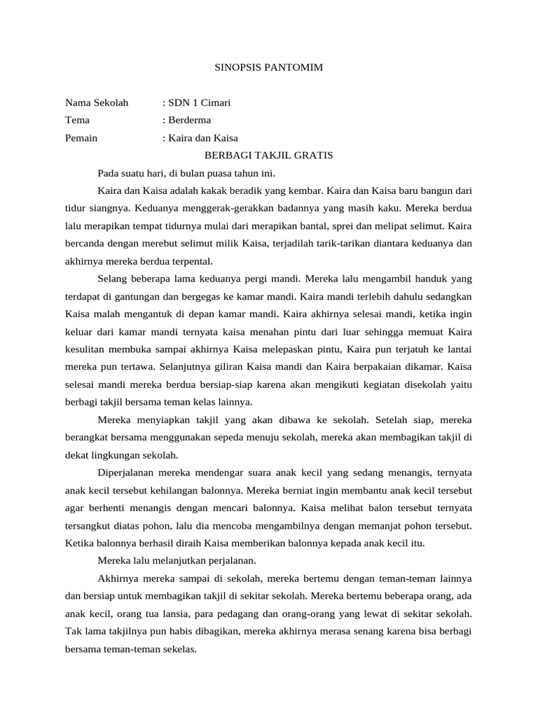 Sinopsis Pantomim 2025 | PDF