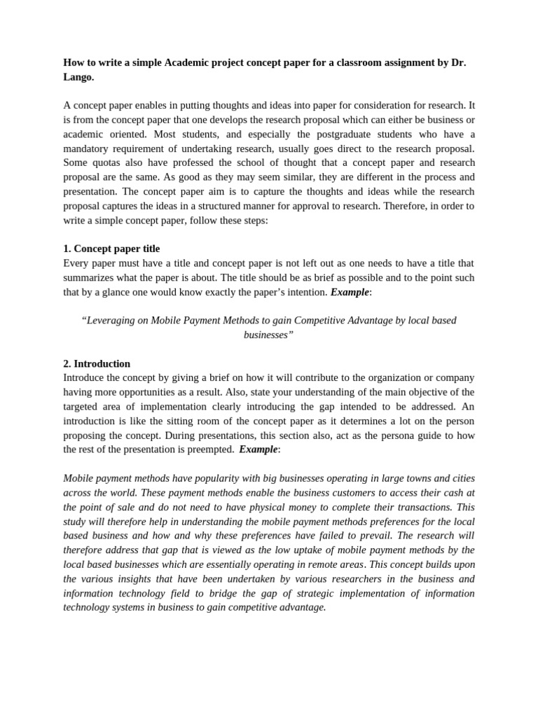 Writing an Academic Concept Paper Guide | PDF | Competitive Advantage ...