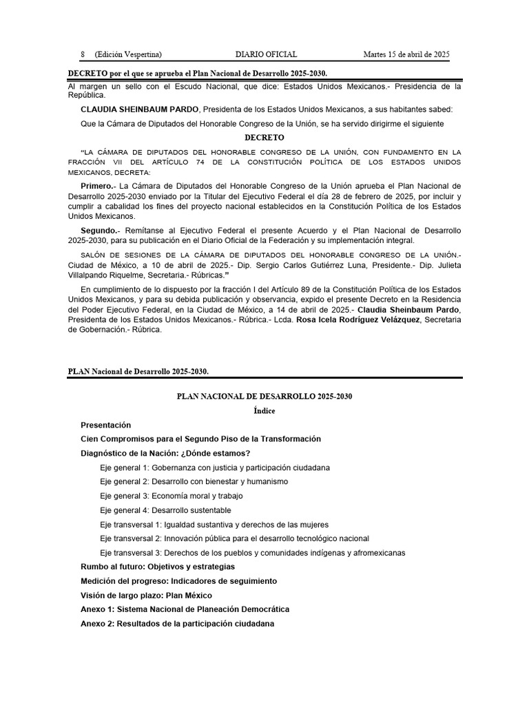 PND 2025-2030 | PDF | México | Democracia