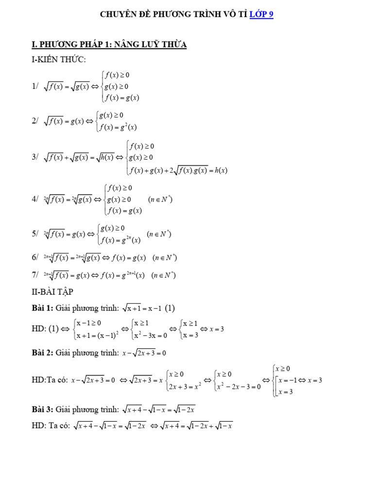 Mot So Phuong Phap Giai Phuong Trinh Vo Ti | PDF