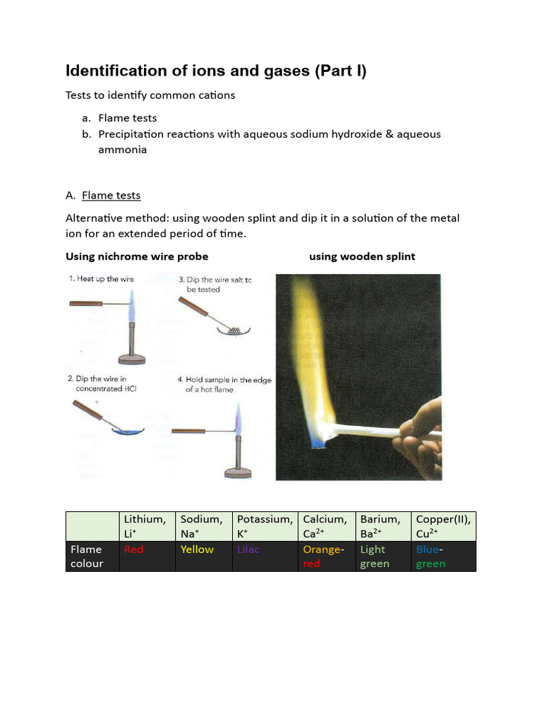 Identification of Ions and Gases (Part I) | PDF | Hydroxide | Sodium ...