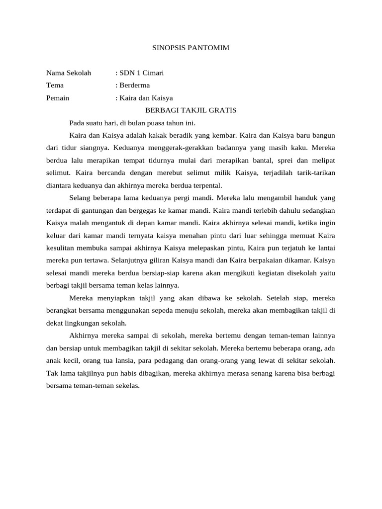 Sinopsis Pantomim 2025 | PDF