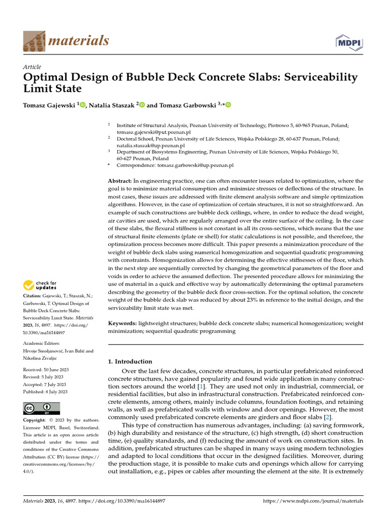 13optimal Design of Bubble Deck | PDF | Concrete | Strength Of Materials