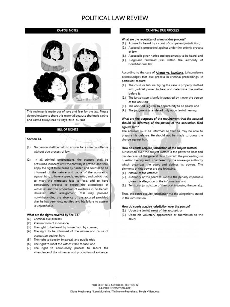 Section 14: Rights in Criminal Prosecutions | PDF | Reasonable Doubt ...