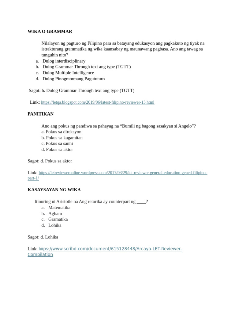 Rosalyn-S.-Danguilan-Masining-na-Pagpapahayag-LET-questions | PDF