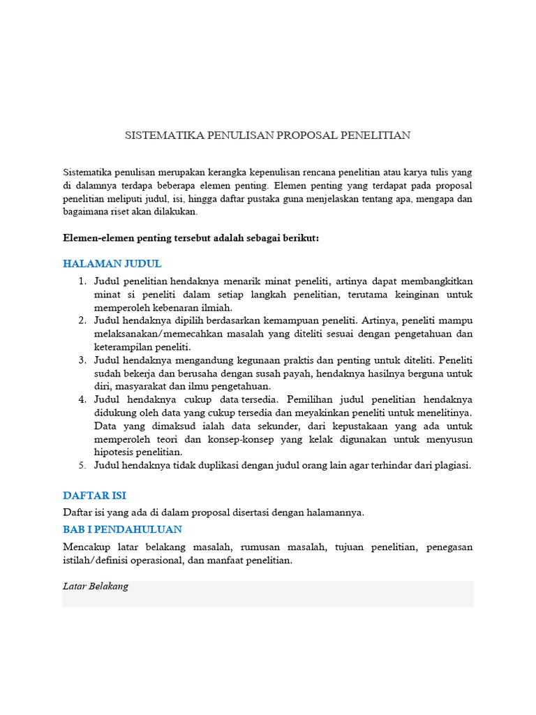 Panduan Penulisan Proposal Penelitian | PDF