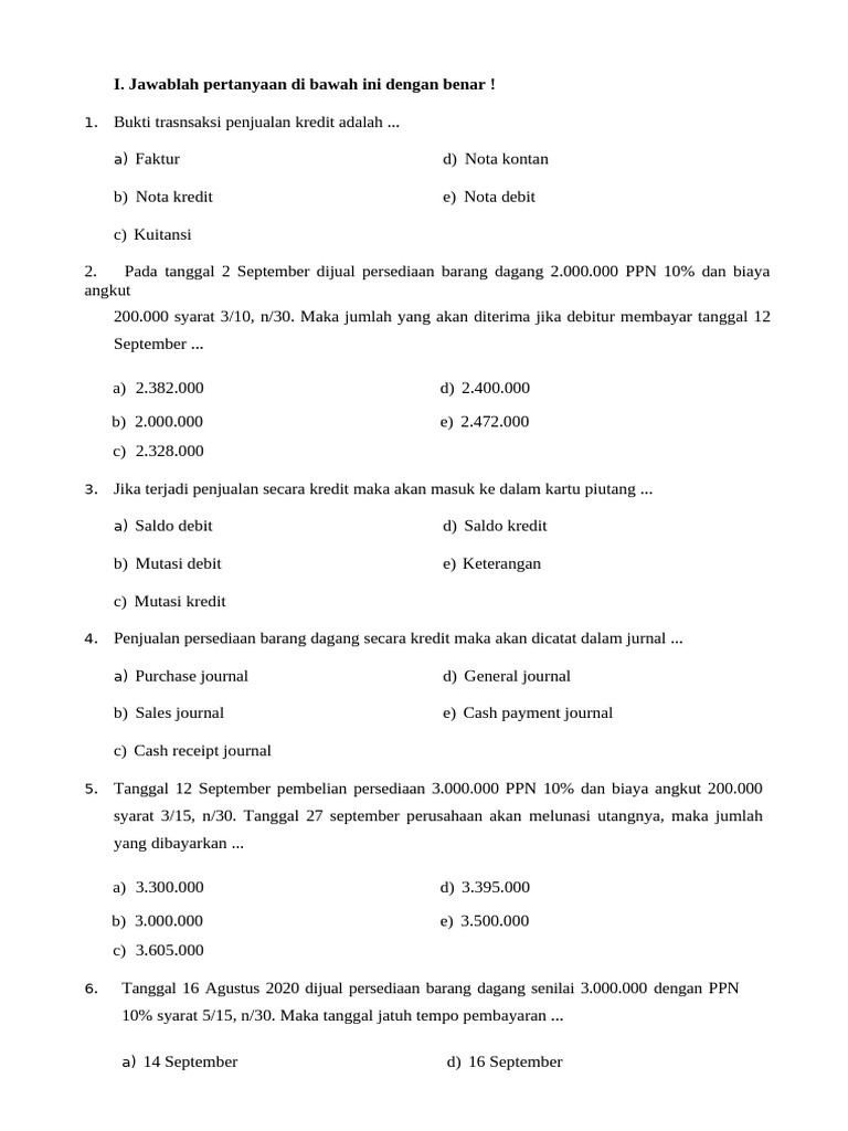 SOAL PTS GANJIL AKUNTANSI KEUANGAN KELAS XI 2024 edit1 | PDF