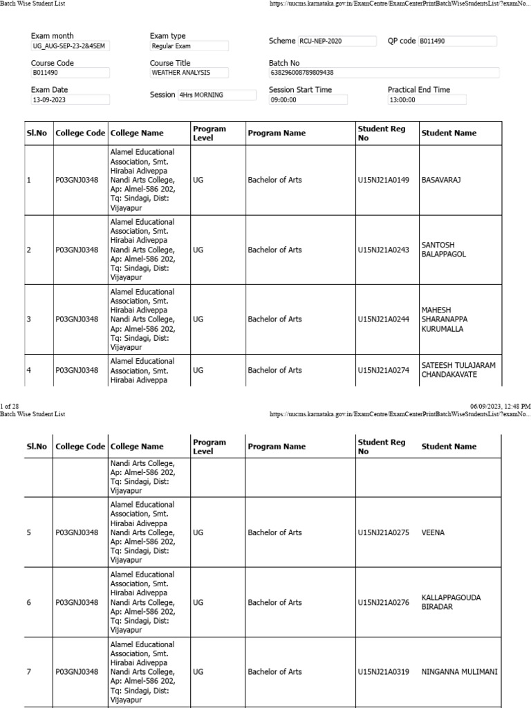 Weather Analysis Exam Schedule 2023 | PDF | Academic Degree ...