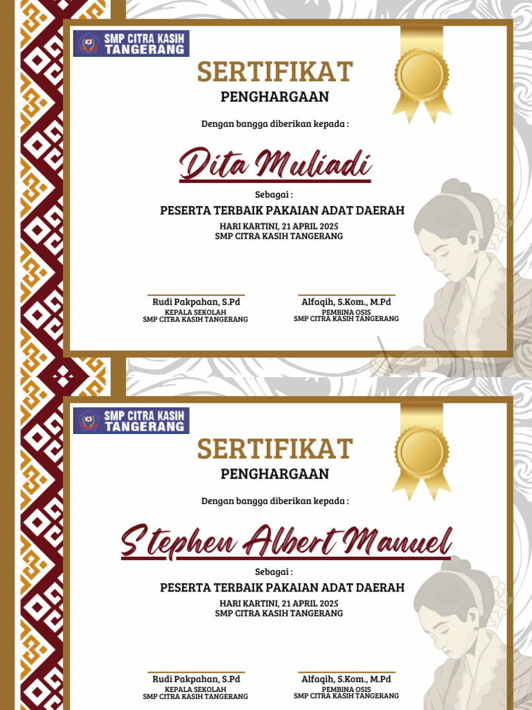 Penghargaan Peserta Terbaik Hari Kartini | PDF