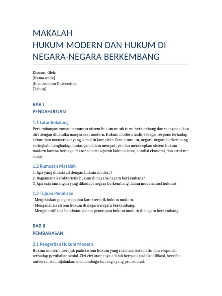 Makalah Hukum Modern Dan Negara Berkembang | PDF