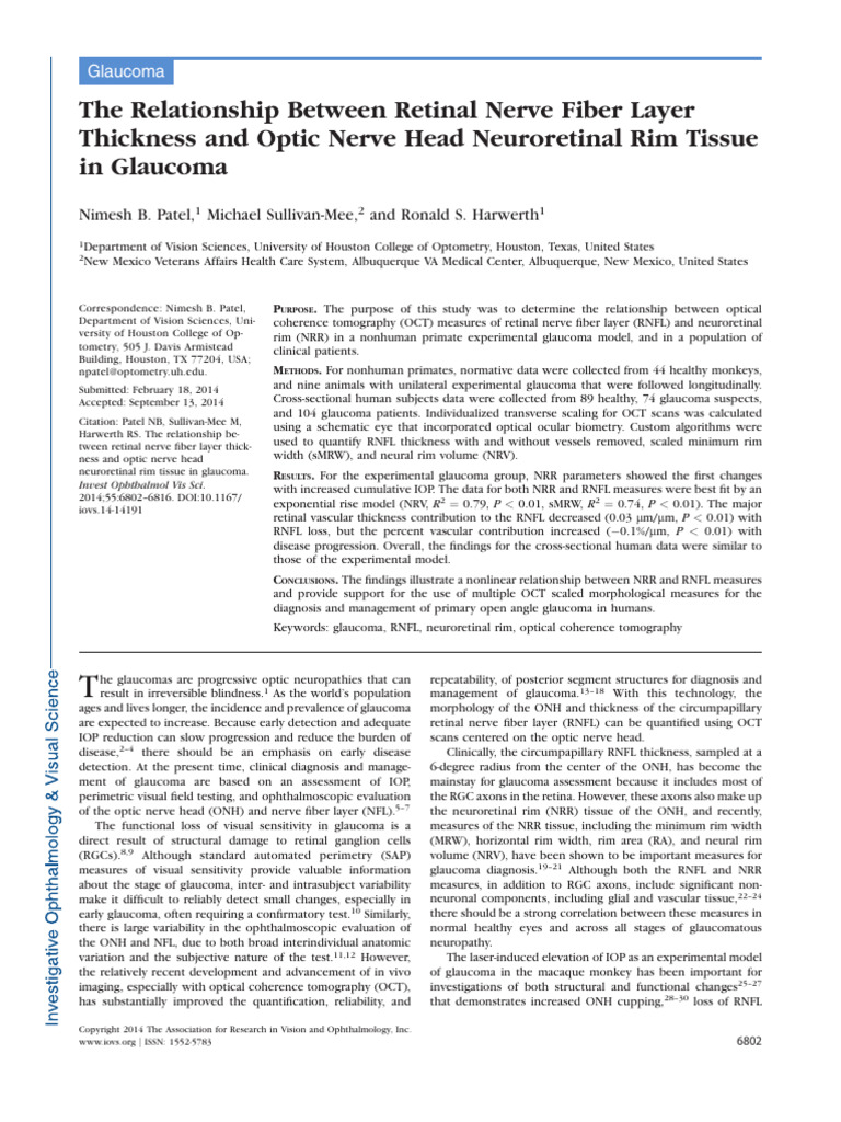 The Relationship Between Retinal Nerve Fiber Layer Thickness and Optic ...
