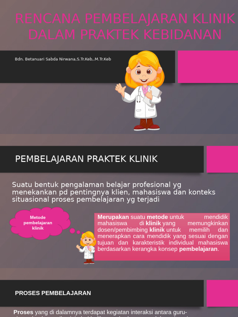 Rencana Pembelajaran Klinik Dalam Praktek Kebidanan | PDF