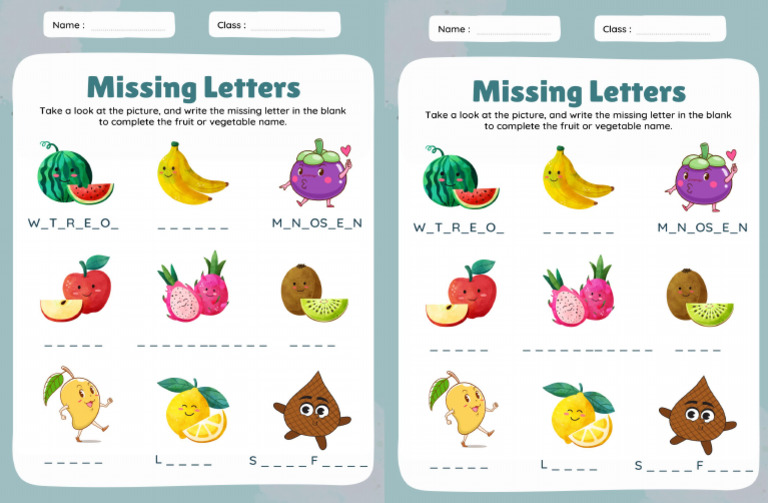 Missing Letter (Fruit) | PDF