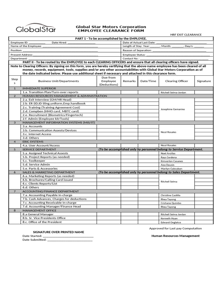 Employee Clearance Form-GSMC | PDF | Business