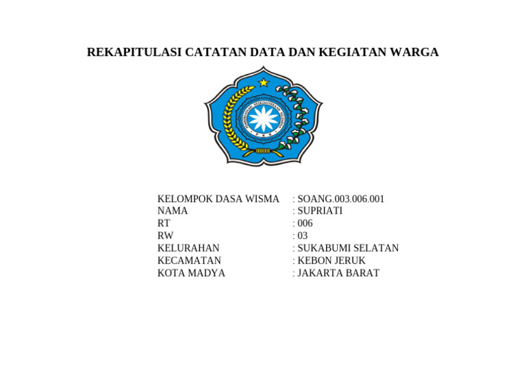 Rekap Data Warga Soang 003.006.001 | PDF