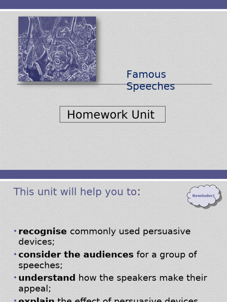Famous Speeches Homework Presentation | PDF