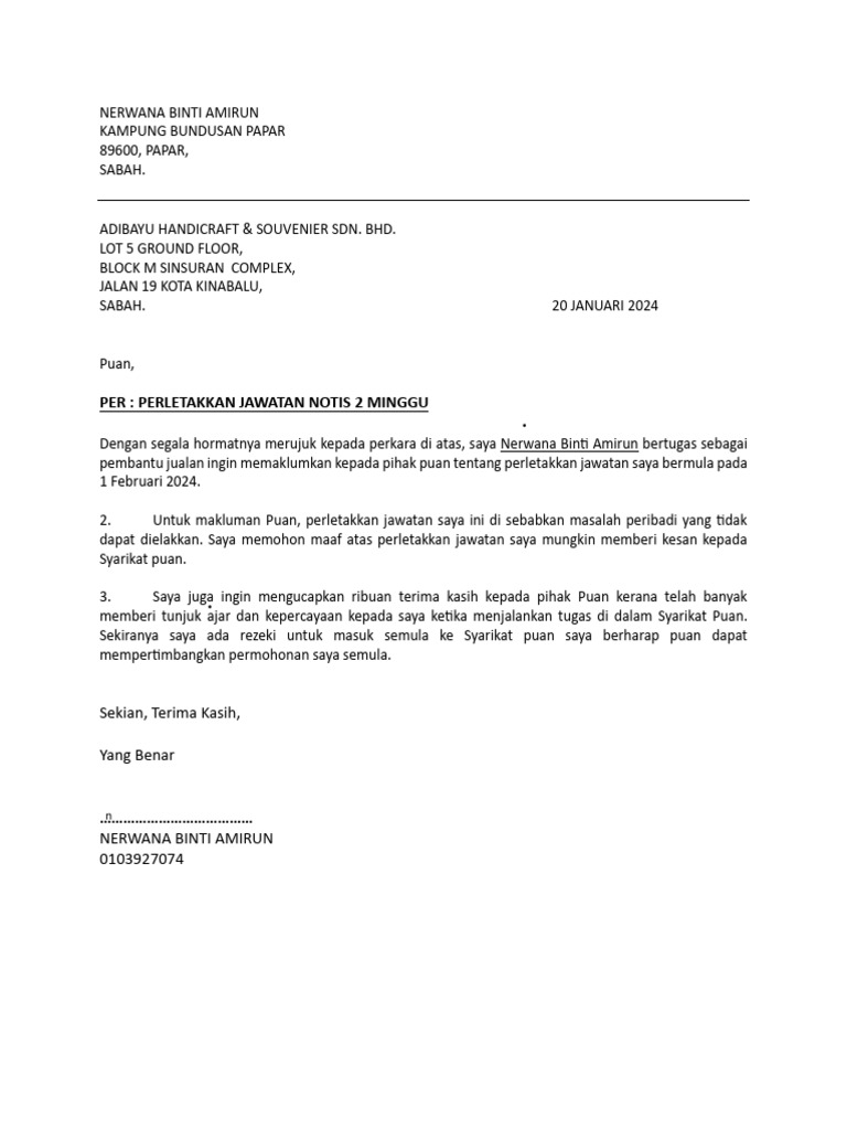 Nerwana Resign Letter 2 | PDF