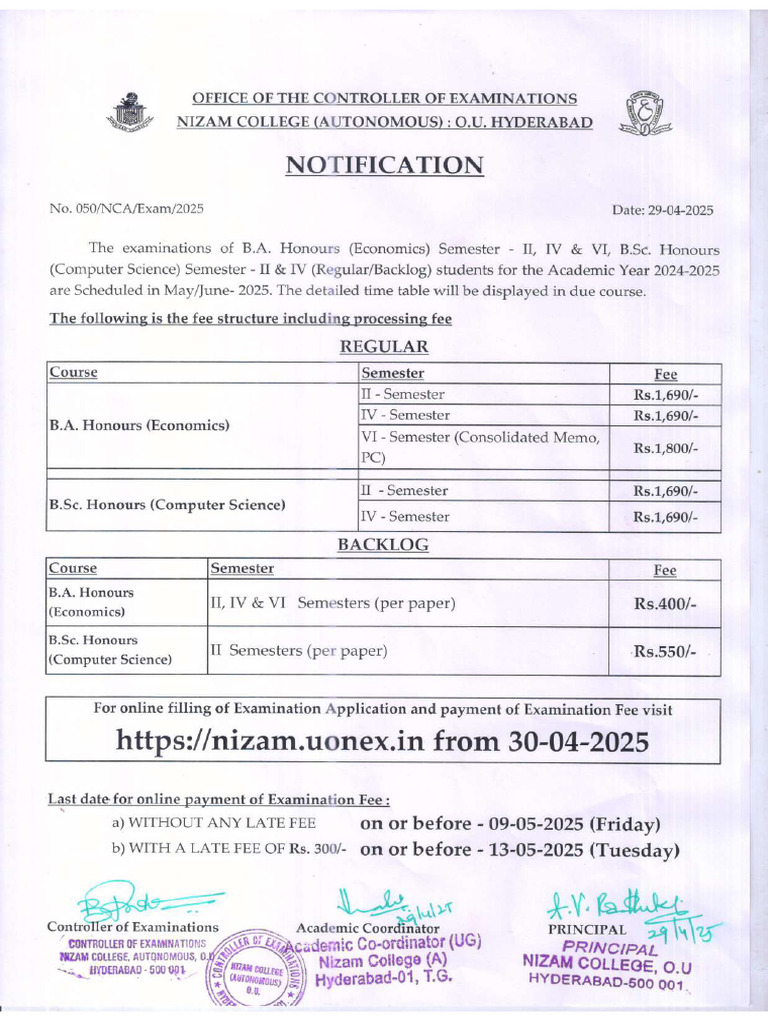 Fee Notification May 2025-1 | PDF