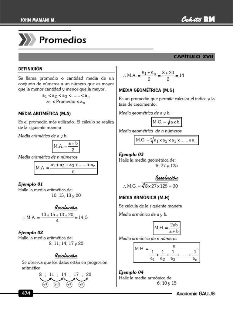 17 Promedios | PDF | Aritmética | Matemáticas