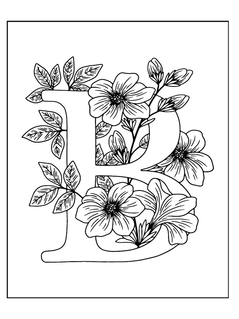 Alphabet Coloring Pages Worksheet in Black and White Illustrative Style ...