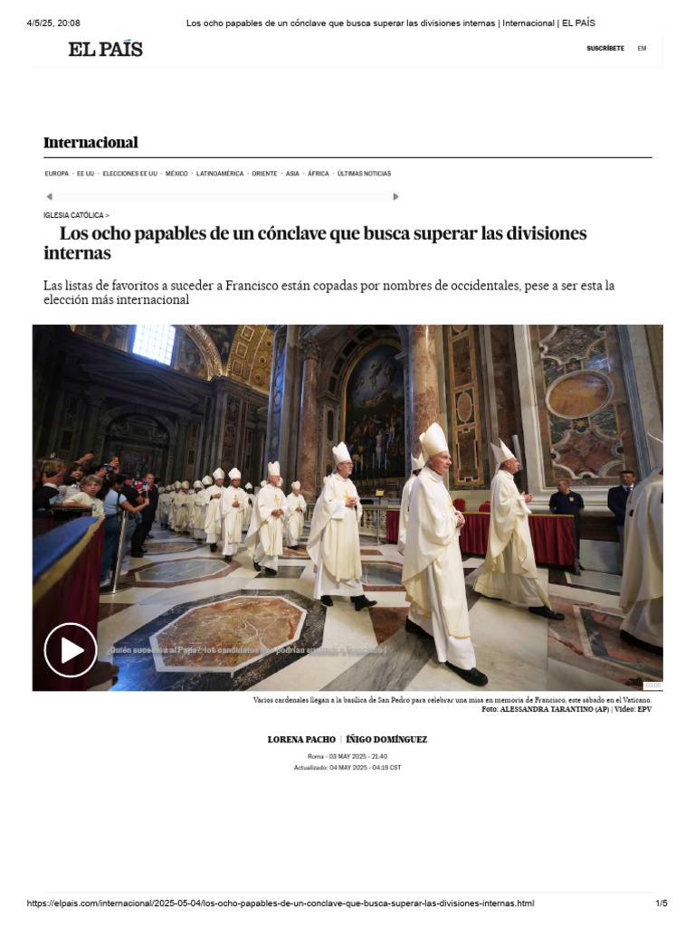 Los Ocho Papables de Un Cónclave Que Busca Superar Las Divisiones Internas - Internacional - EL ...
