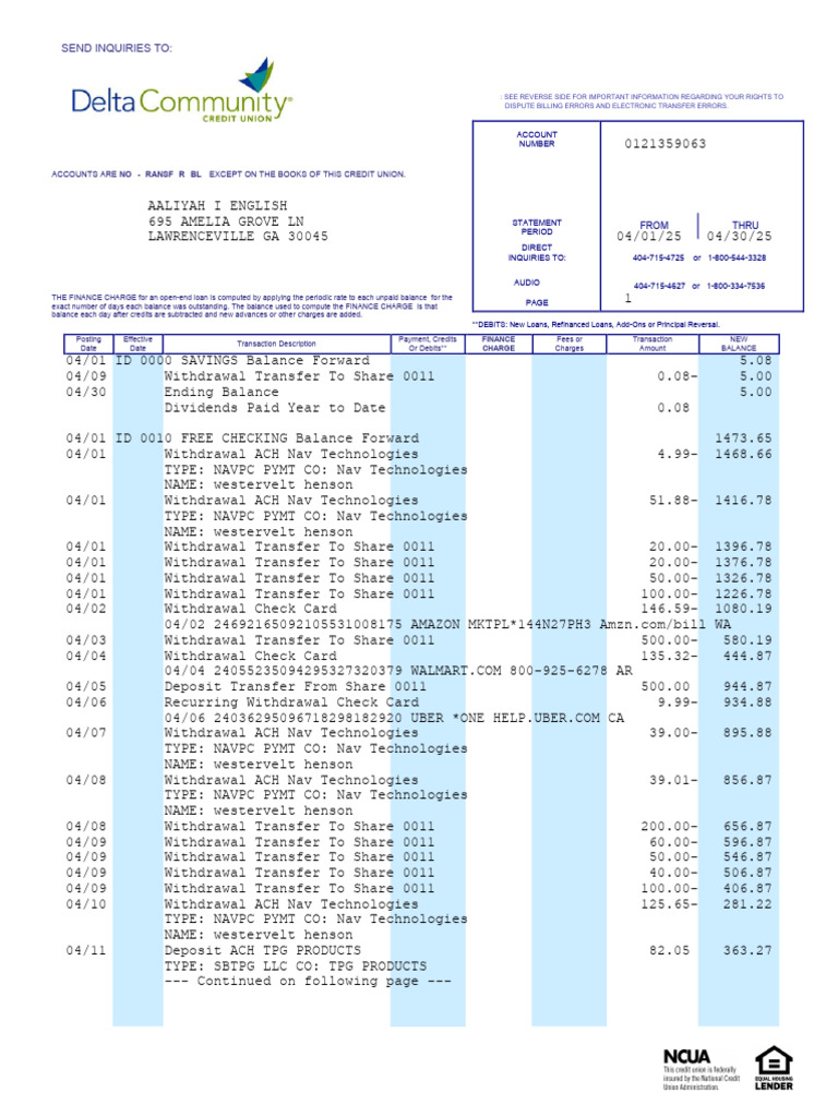 Apr 30, 2025 | PDF | Overdraft | Credit Card