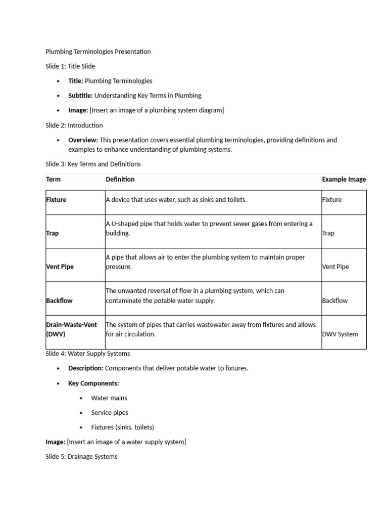 Plumbing Terminologies Presentation1 | PDF | Plumbing | Sanitary Sewer