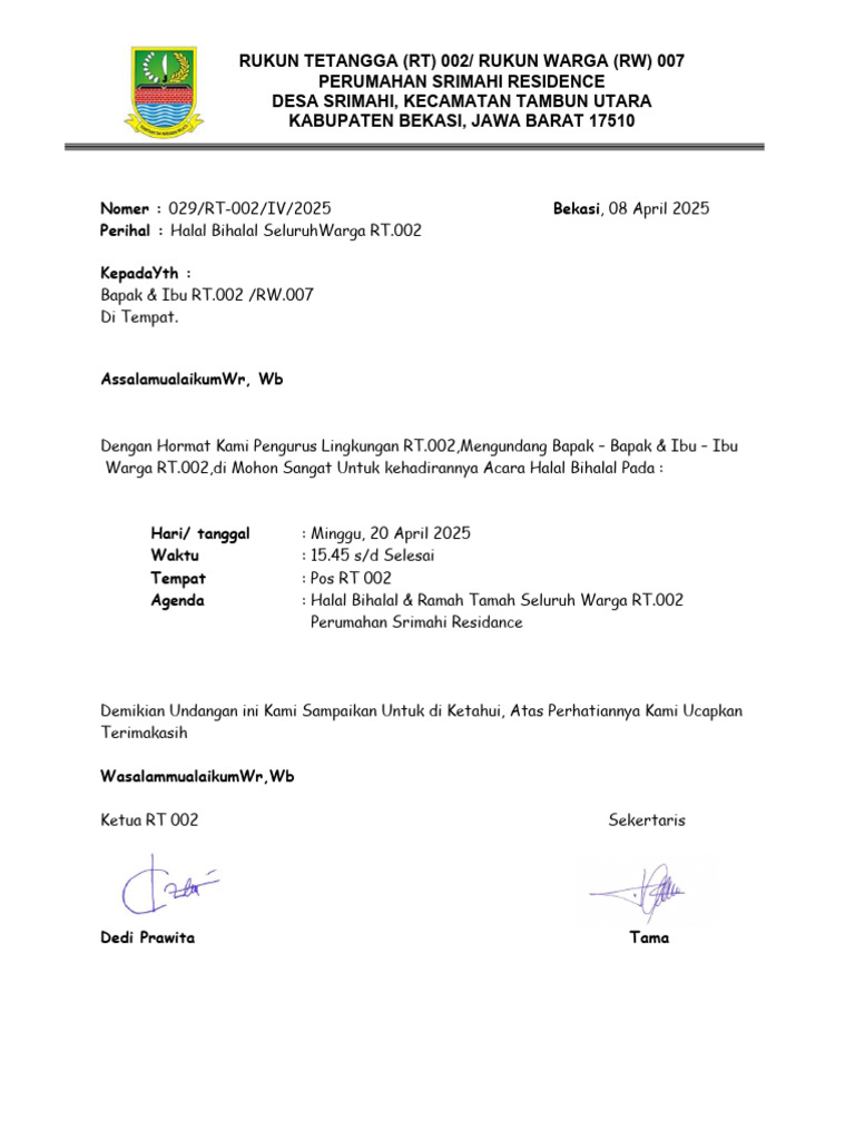 Surat 029.rt.002.iv.2025 | PDF