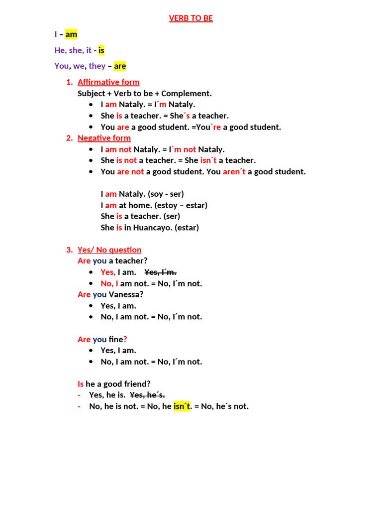 Verb To Be | PDF