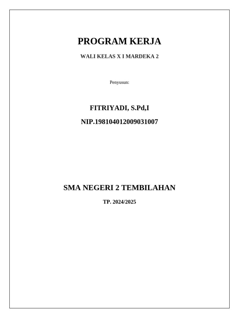 Program Wali Kls 2024 | PDF